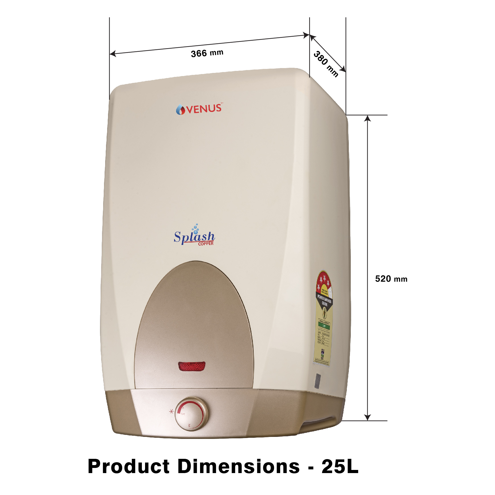 Venus Splash Copper Storage Water Heater - Premium Copper Tank Geyser ...